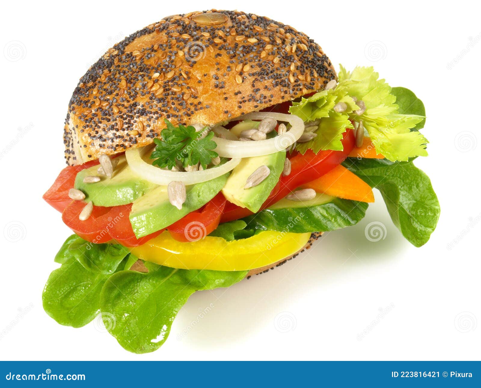 Vegetable Bun with Avocado, Isolated on White Background Stock Image ...