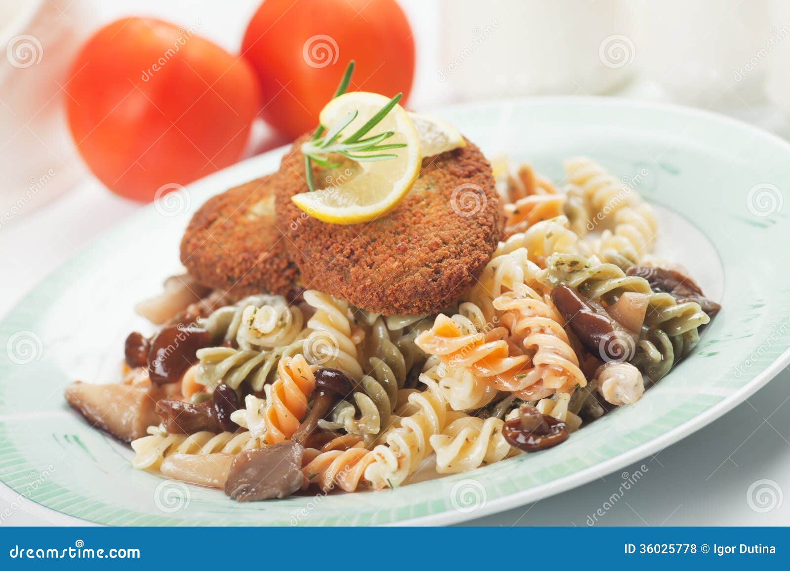 Vegetable Burger with Pasta Stock Photo - Image of italian, horizontal ...