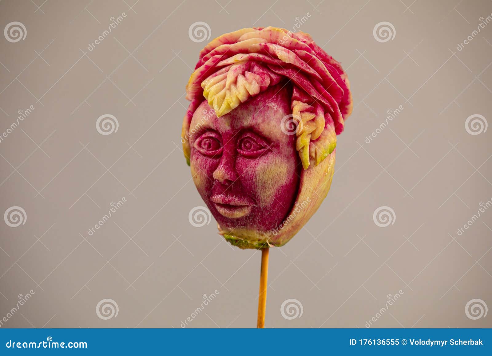 Vegetable Carving. Beetroot Face on Grey Background Stock Image - Image ...