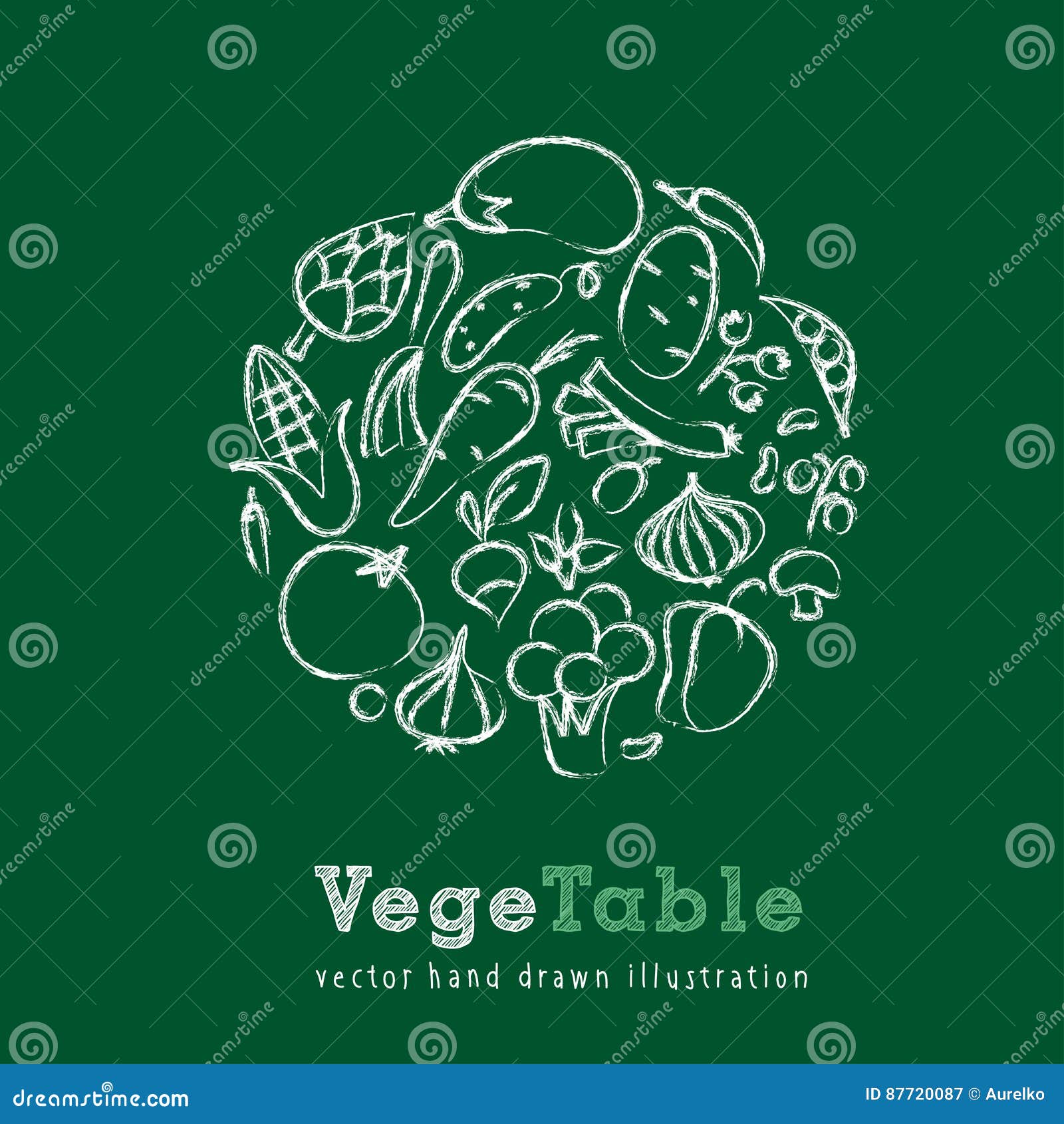 Vegetable chalk stock vector. Illustration of chalk, fennel - 87720087