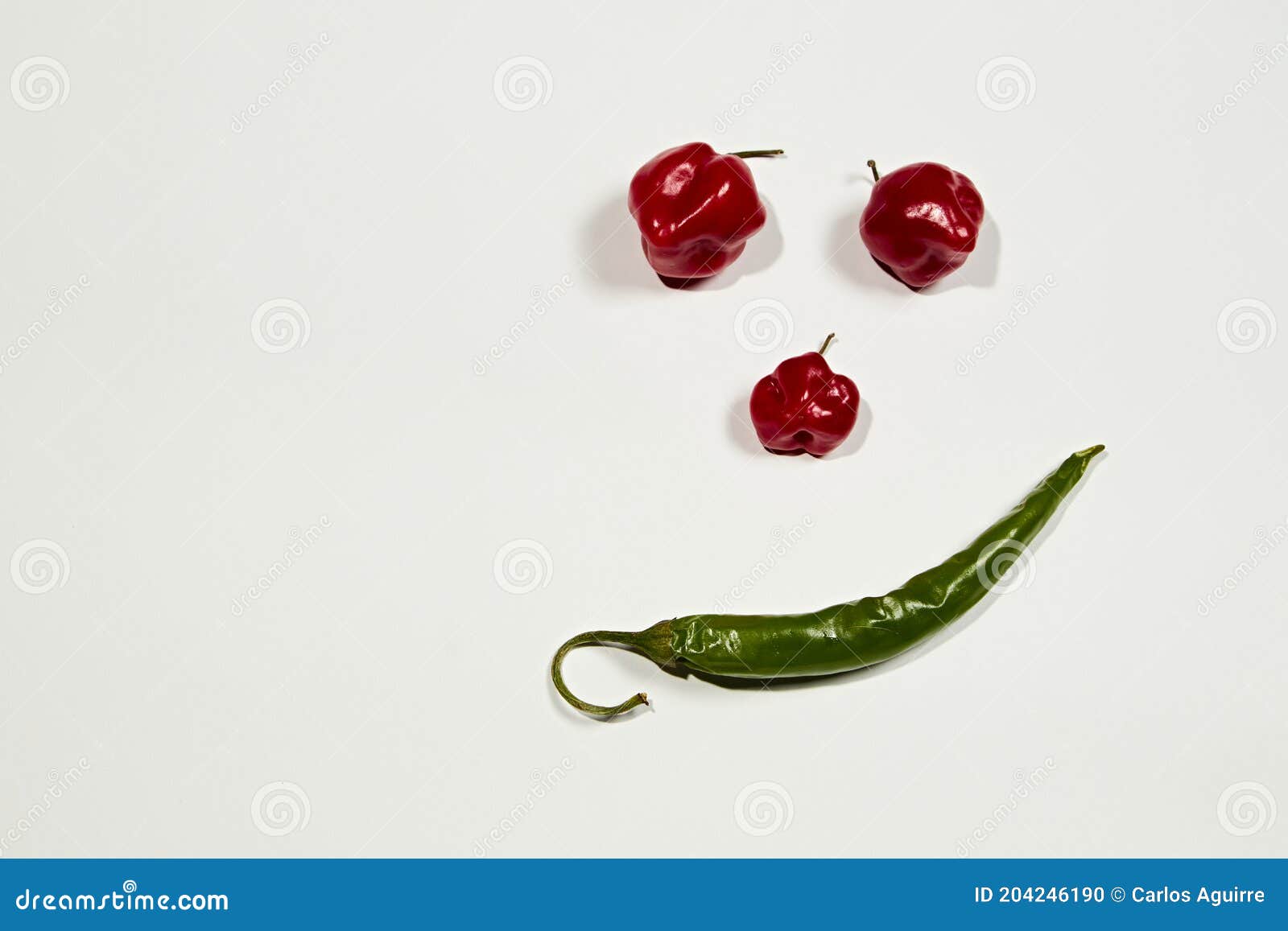 Vegetable Chilli, Chile Face on White Backgroung Stock Photo - Image of ...