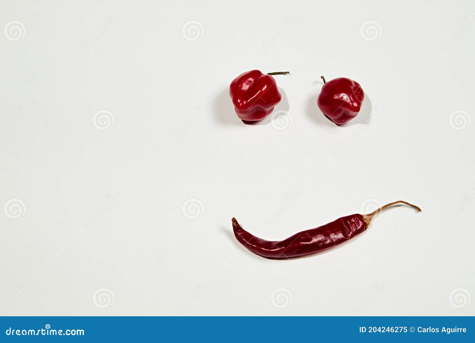 Vegetable Chilli, Chile Face on White Backgroung Stock Image - Image of ...