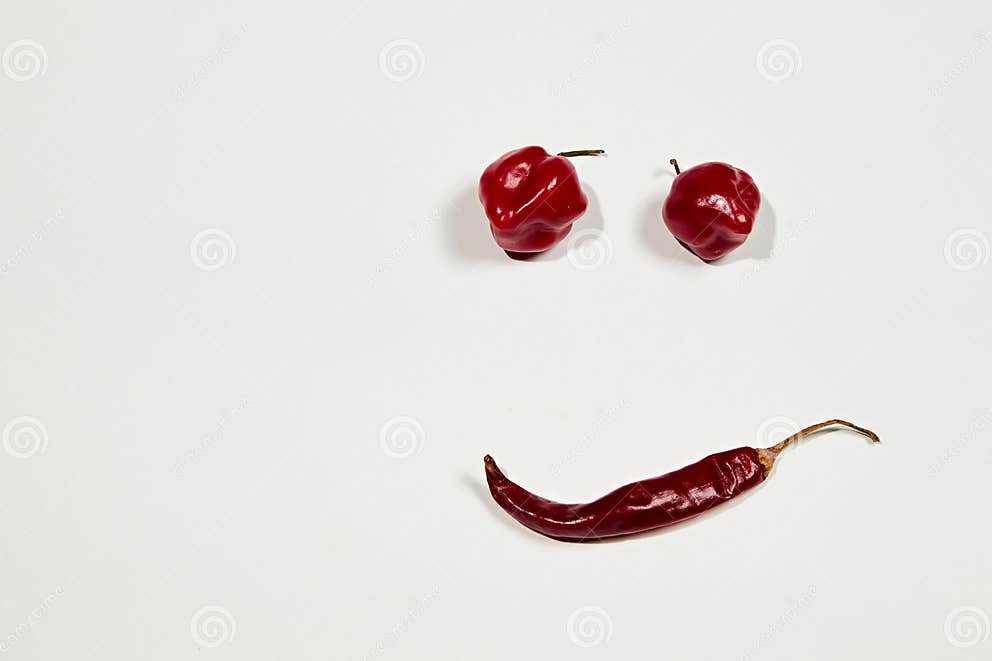 Vegetable Chilli, Chile Face on White Backgroung Stock Image - Image of ...
