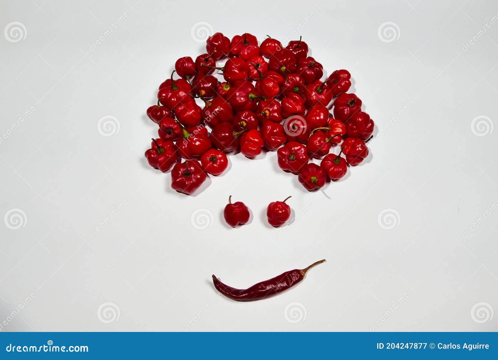 Vegetable Chilli, Chile Face on White Backgroung Stock Image - Image of ...