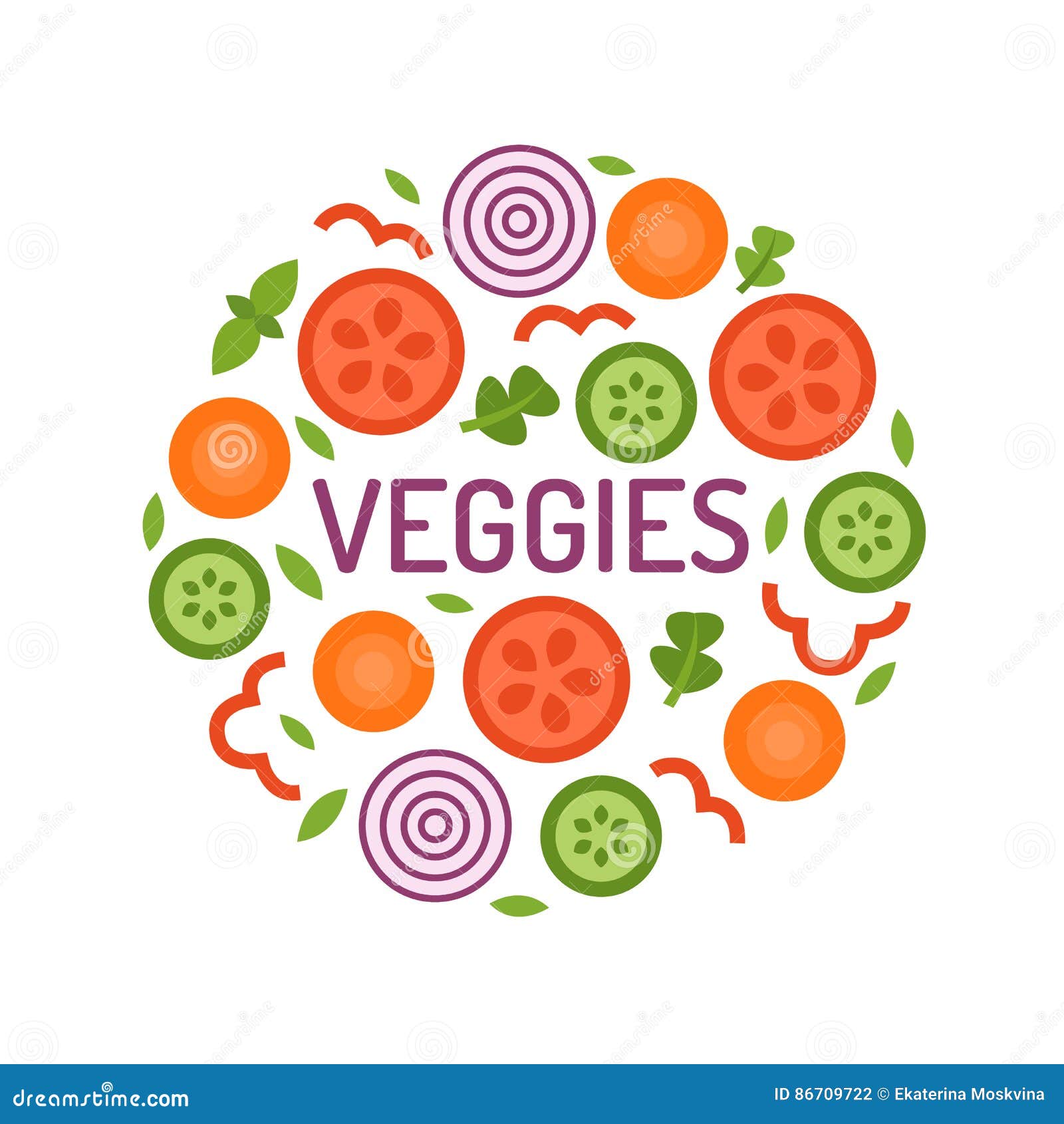 Vegetable Circle in Flat Style Stock Vector - Illustration of nutrition ...