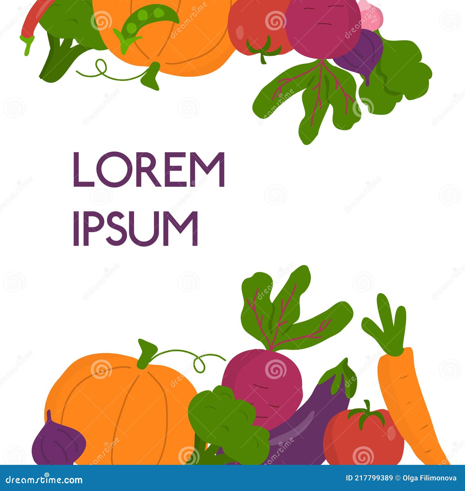 Vegetable Circle Frame for Text. Illustration for Stickers, Covers ...