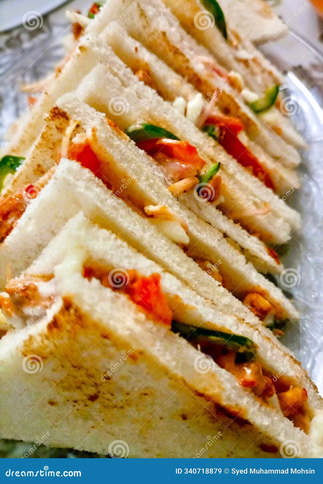 Vegetable Club Sandwich in a Dish Stock Image - Image of cuisine ...