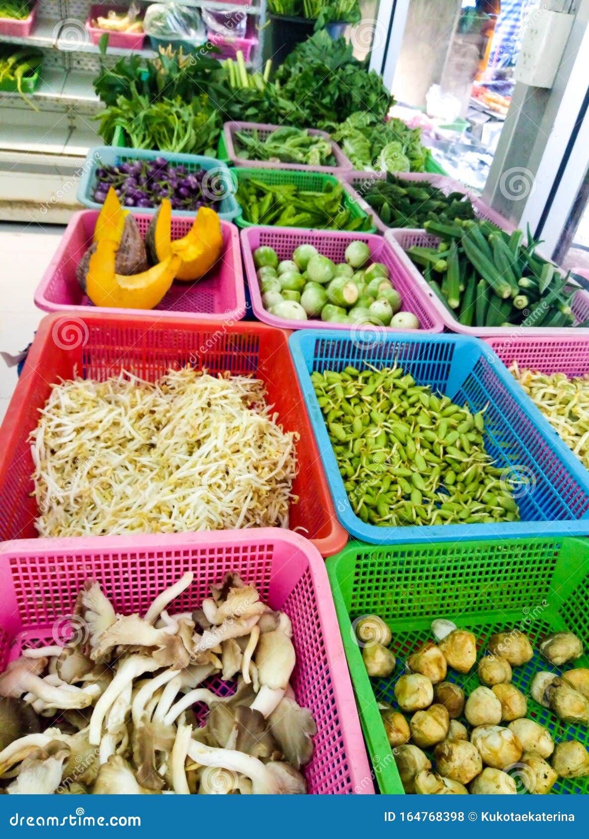 Vegetable Counter in a Thai Supermarket Stock Photo - Image of food ...