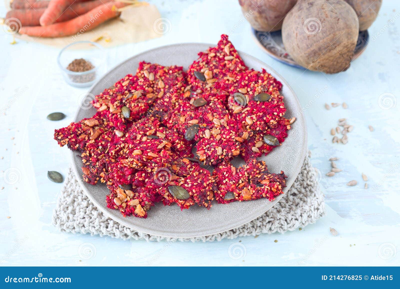 Beetroot crackers stock image. Image of vegan, seeds - 214276825