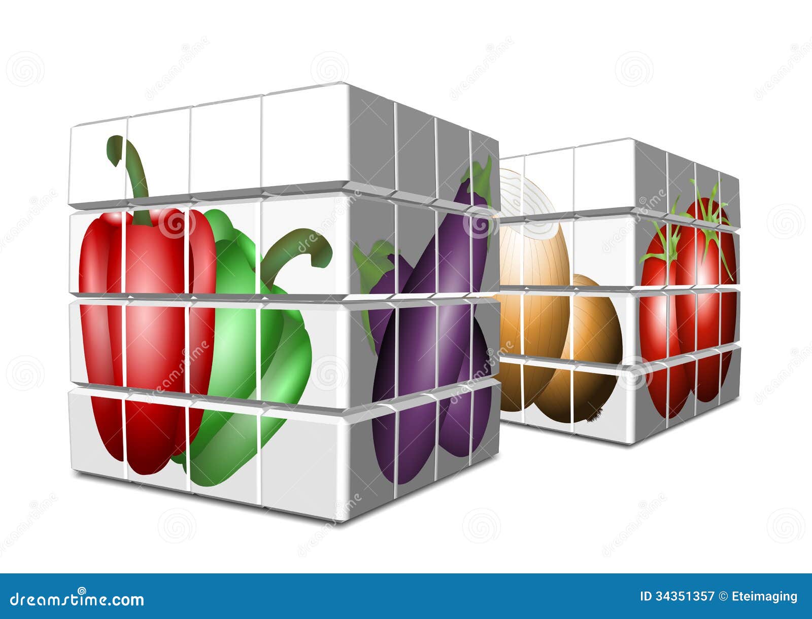 Vegetable cubes stock illustration. Illustration of market - 34351357