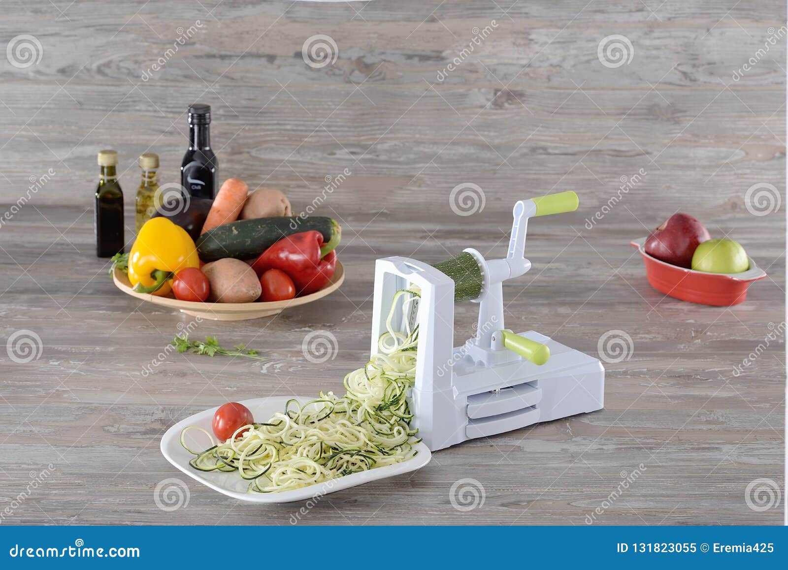 Vegetable Cutter Slicing Zucchini Stock Image - Image of chopper, dish ...