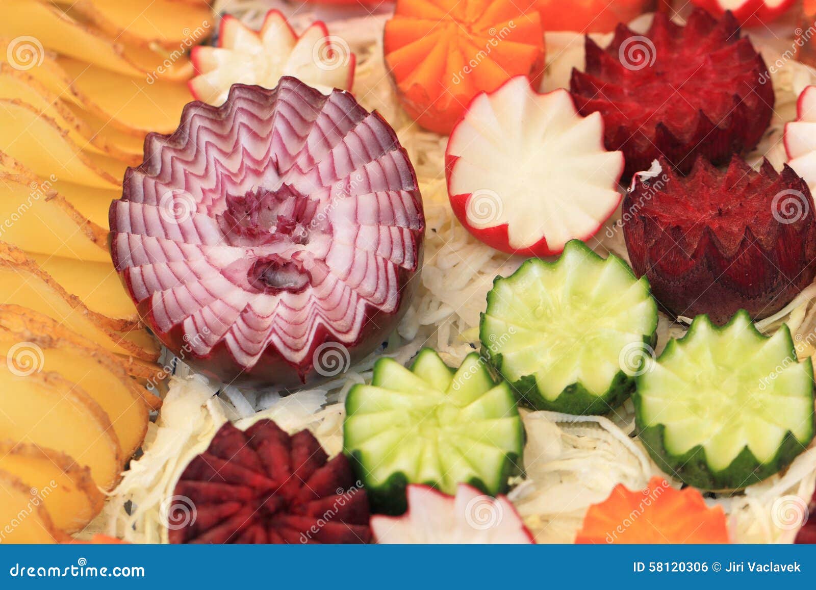 Vegetable Decoration from Cucumber, Carrot Stock Photo - Image of ...