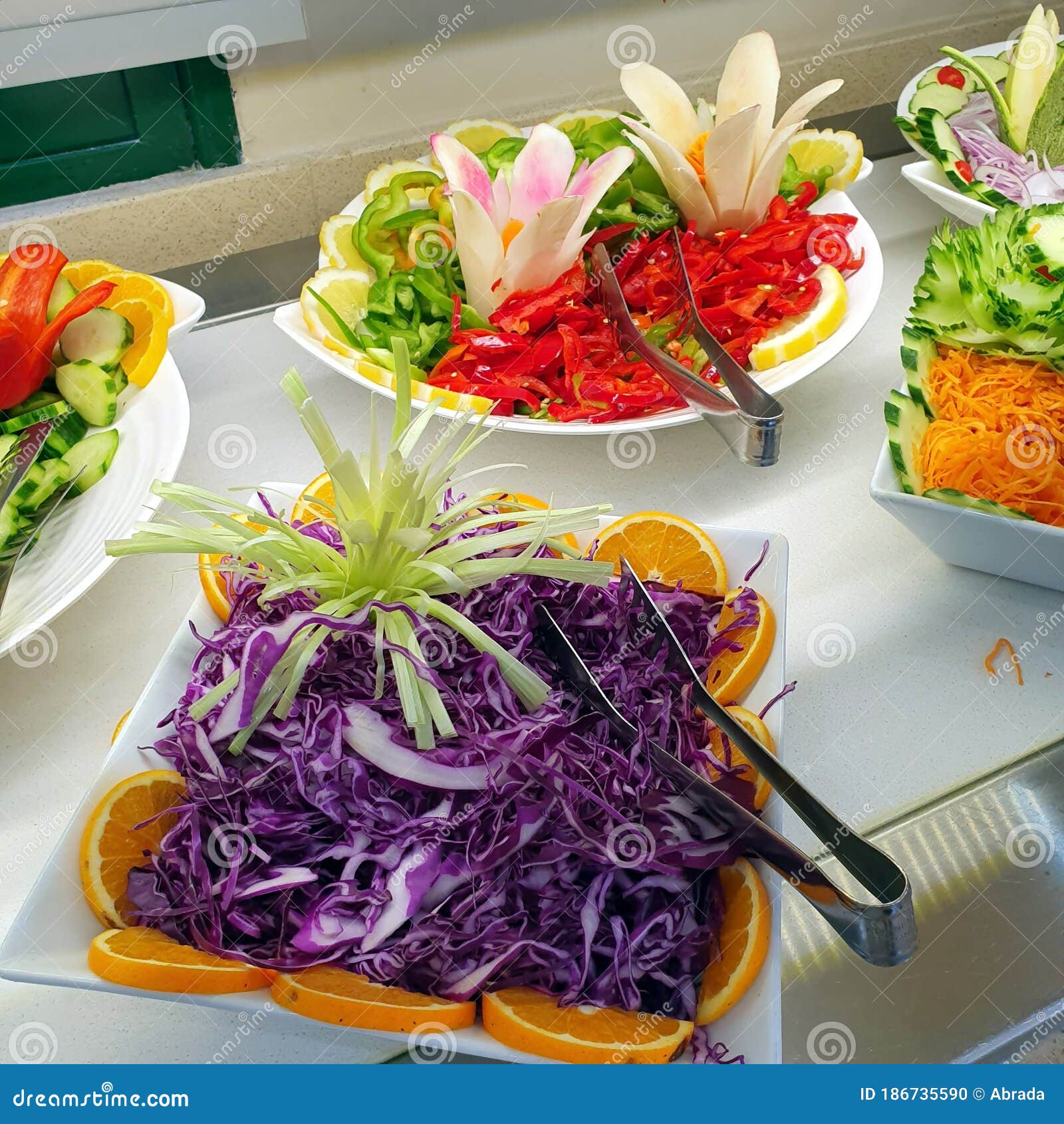 Vegetable decorations stock photo. Image of table, meal - 186735590