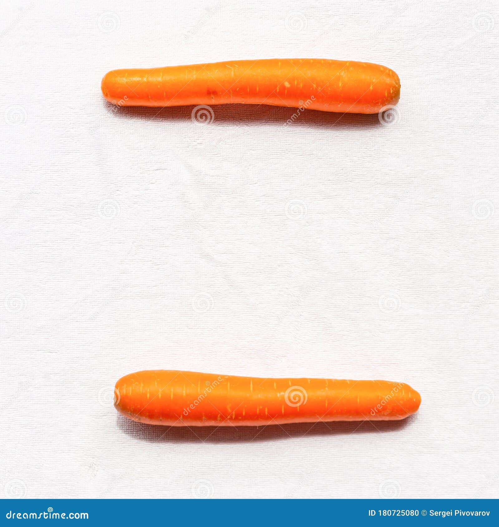 Vegetable Design Two Orange Carrots Lie in Parallel on a White ...