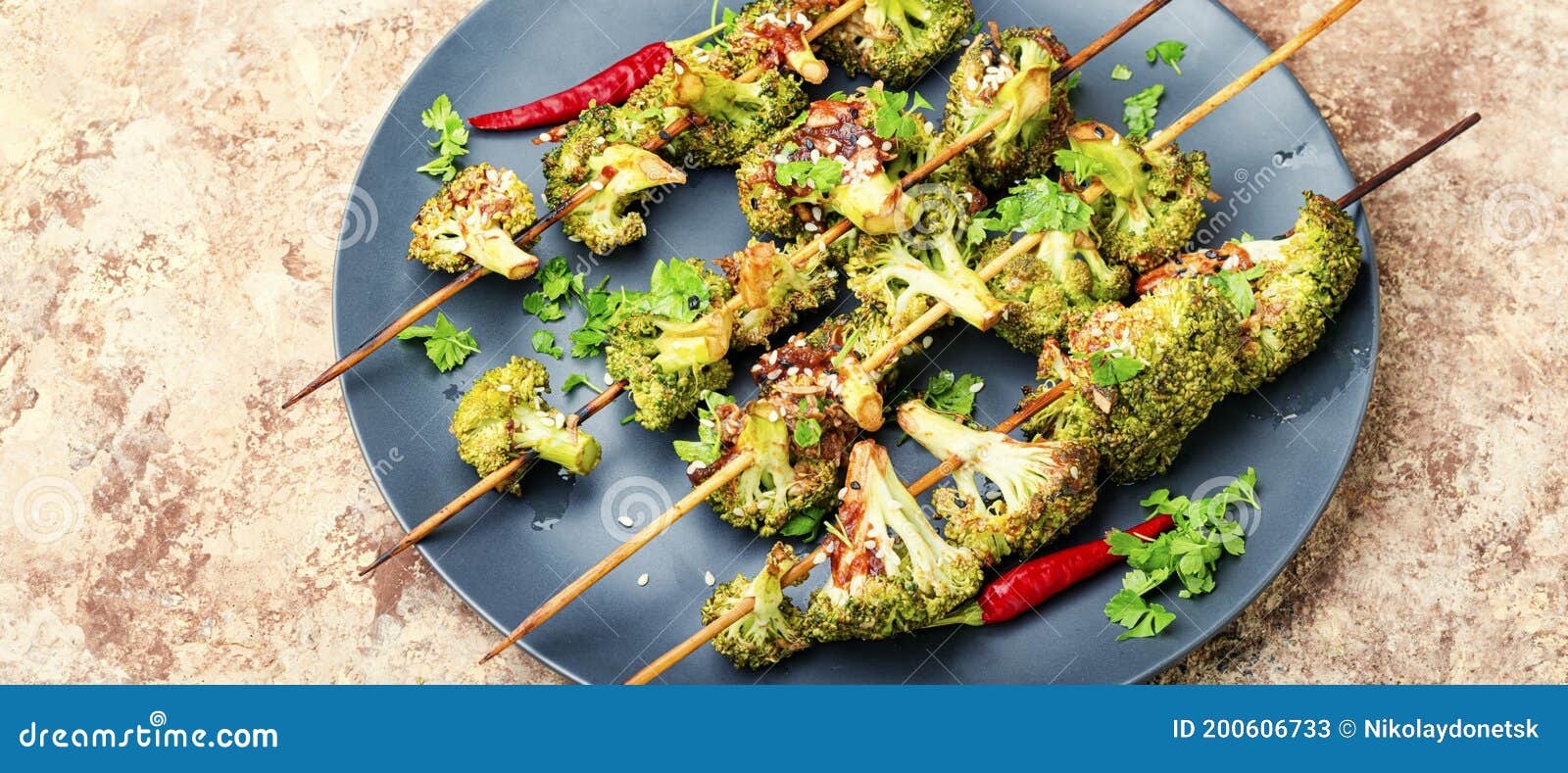 Kebab from Broccoli Cabbage Stock Image - Image of diet, grilling ...