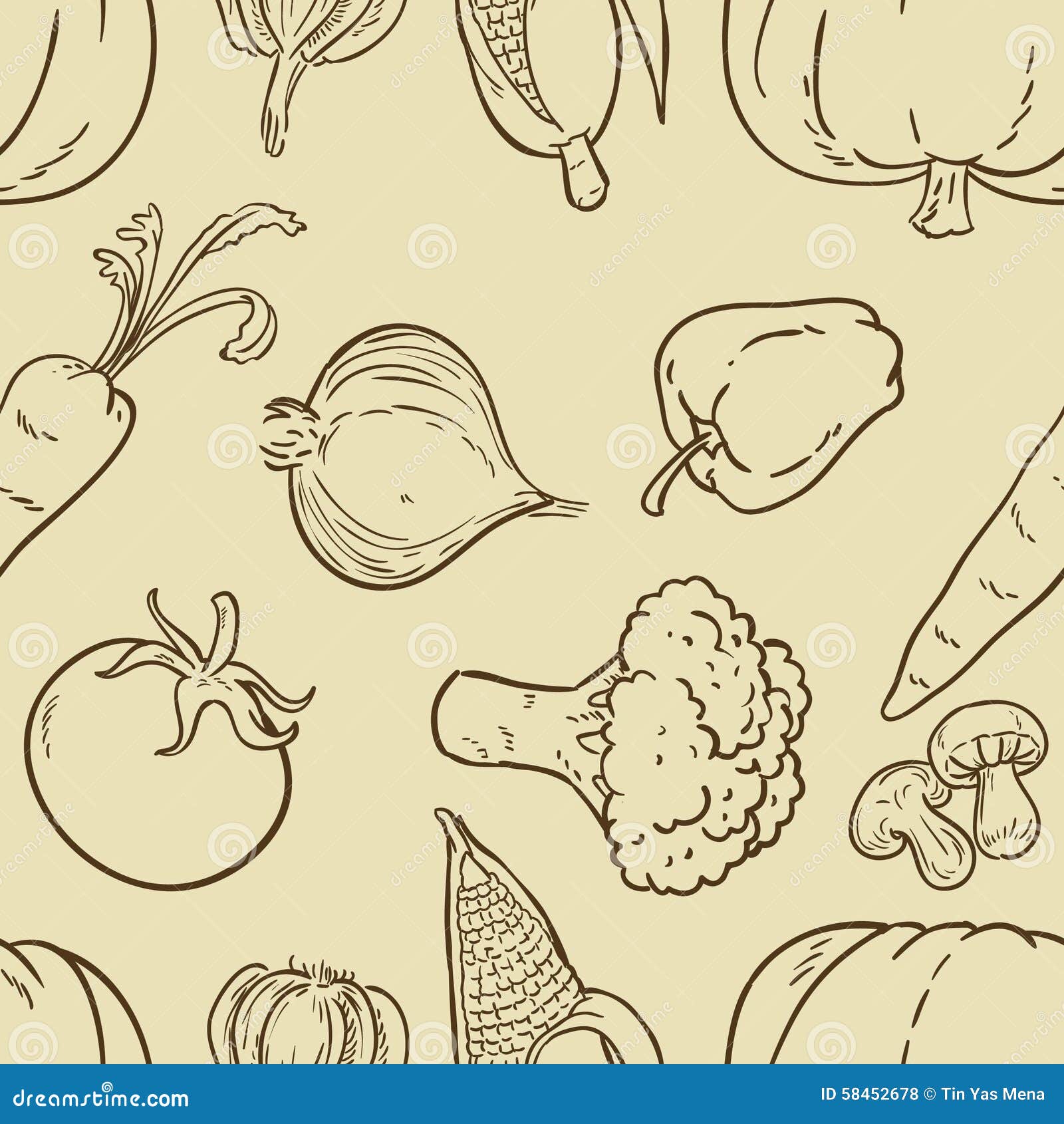 Vegetable doodle pattern stock vector. Illustration of healthy - 58452678