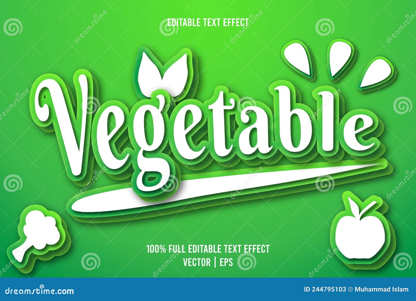 Vegetable Editable Text Effect 3 Dimension Emboss Cartoon Style Stock ...