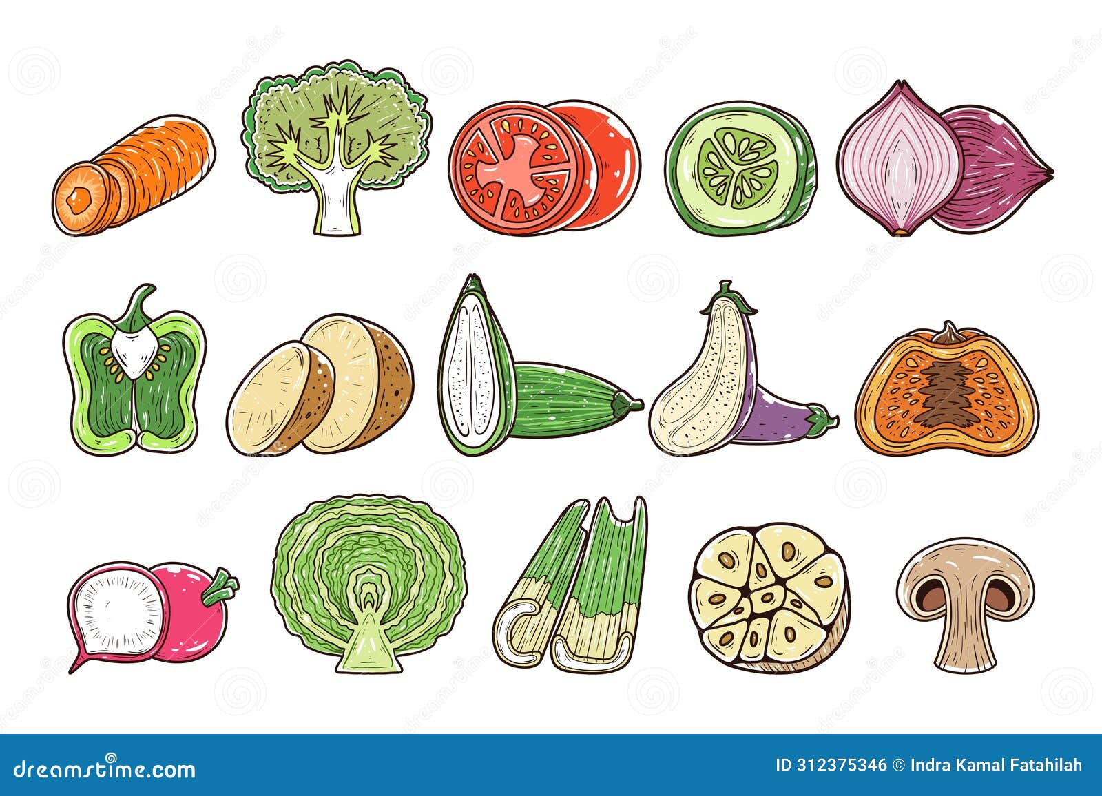 Vegetable Element Hand-drawn Vector Illustration Set Stock Vector ...