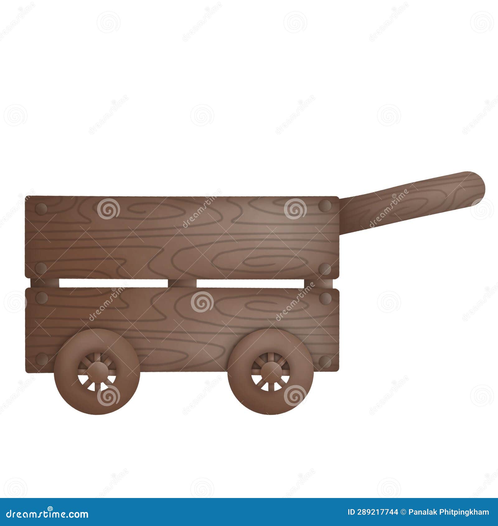 Hand Drawn Cartoon Small Cart Style Brown Wooden Box Stock Illustration ...