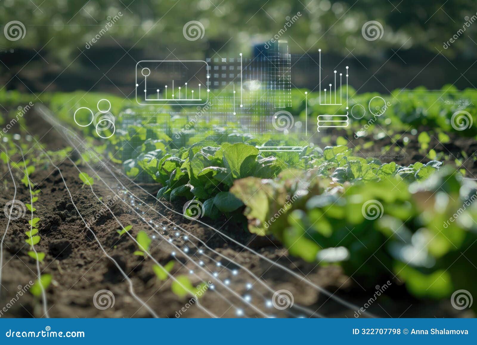 Vegetable Field with Advanced Data Visualization. AI and Digital ...