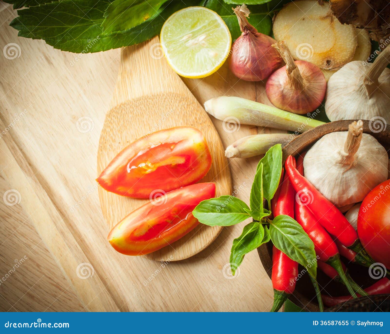 Vegetable of Food for Tom Yum Stock Image - Image of leaves, health ...
