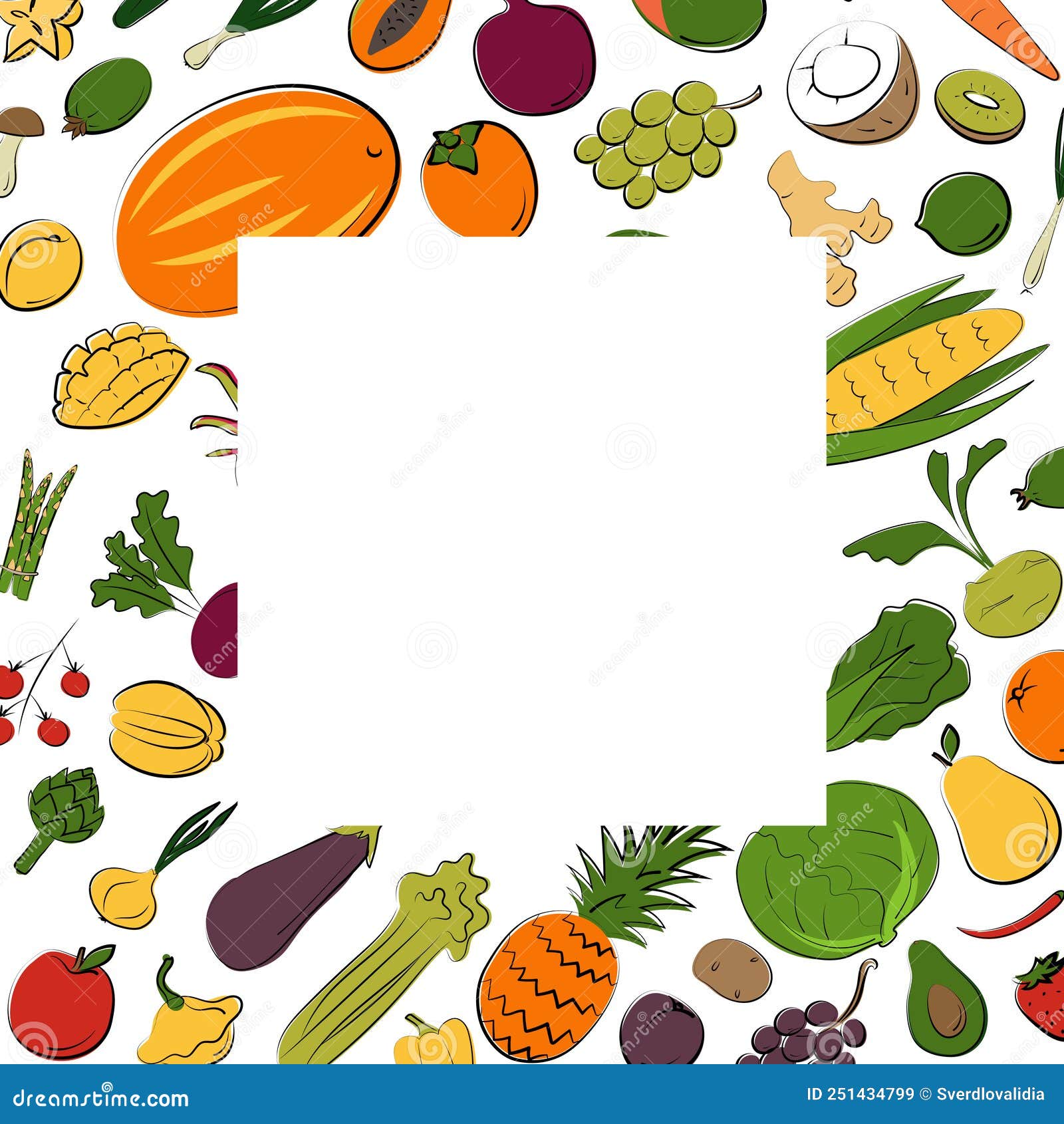 Vegetable Frame Set. Vector Flat Illustration Stock Vector ...