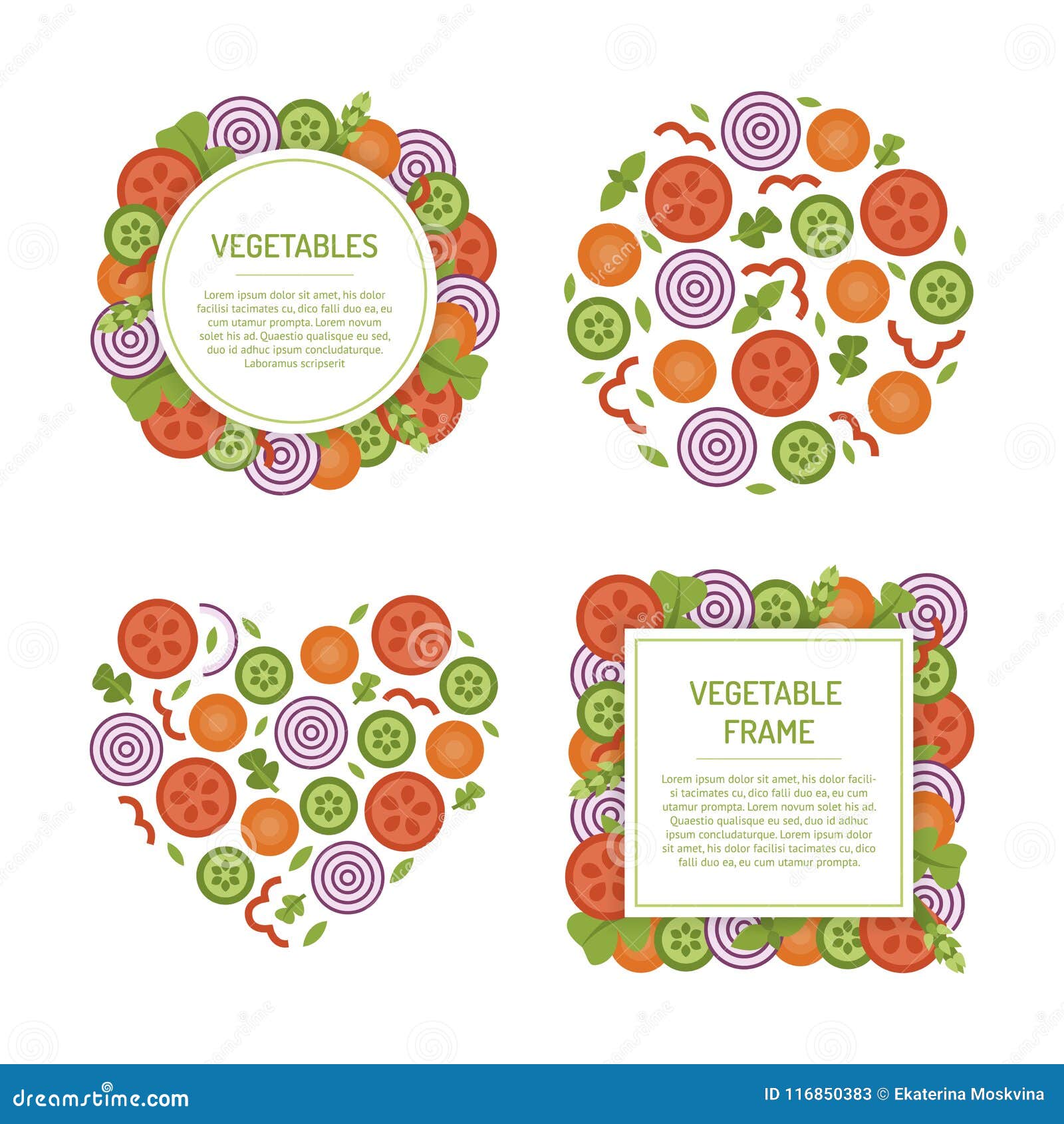 Vegetable frames set stock vector. Illustration of collection - 116850383
