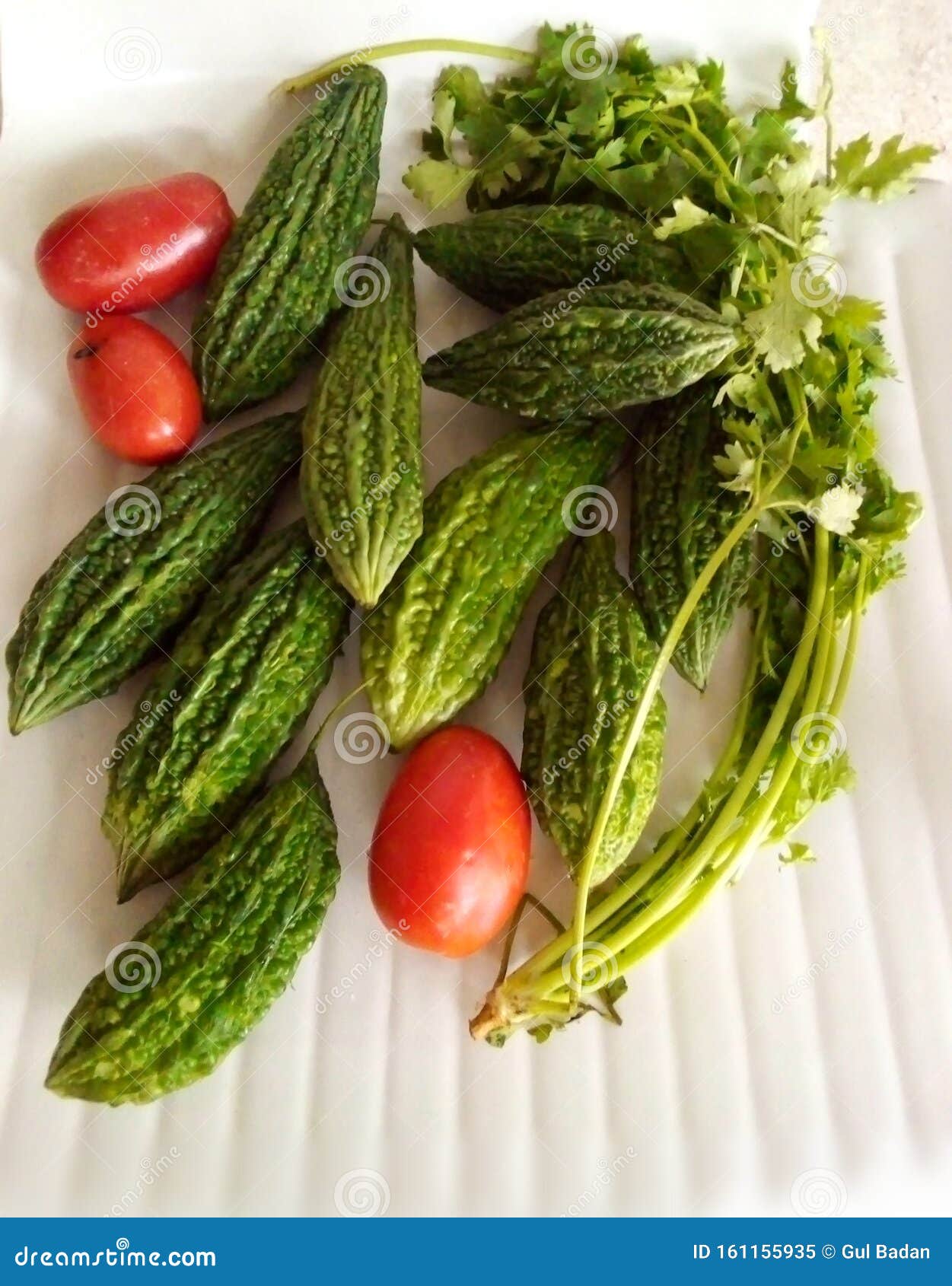 Vegetable Fresh Green Bitter Ground Tomato Stock Image - Image of fresh ...