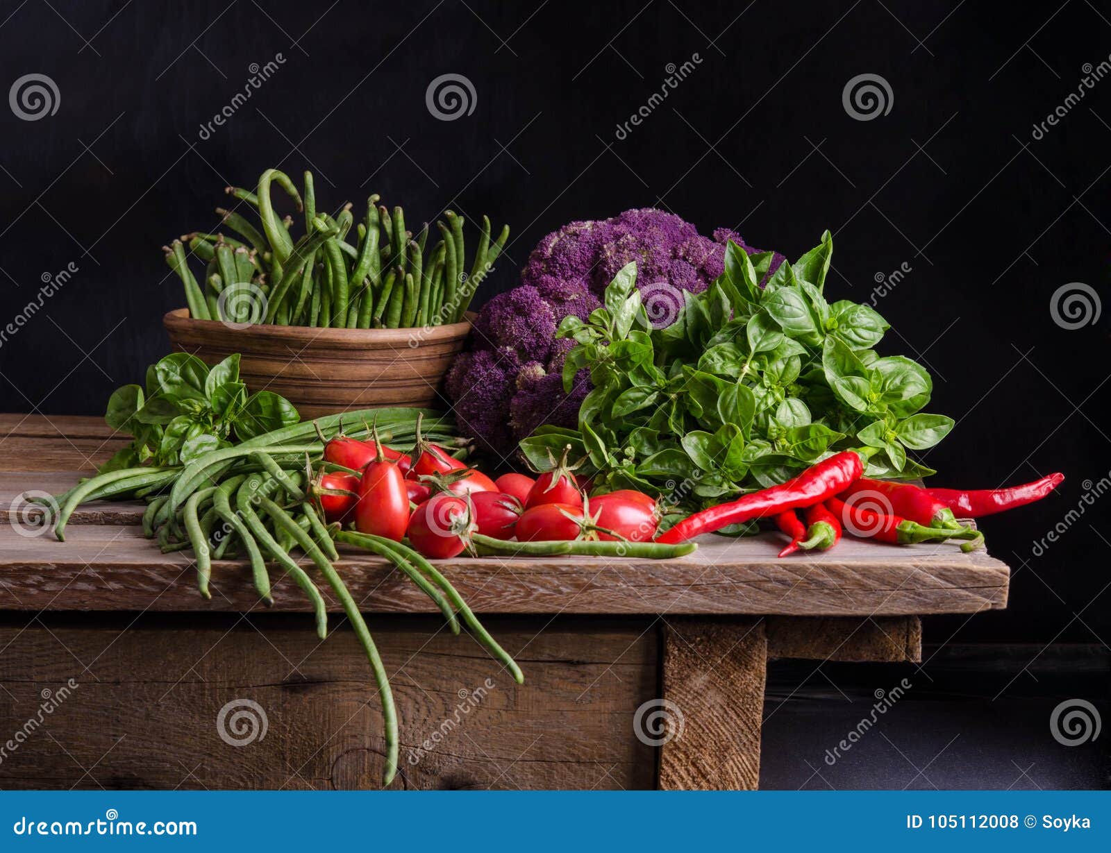 Vegetable. Fresh Vegetables on Rustic Table Stock Photo - Image of ...