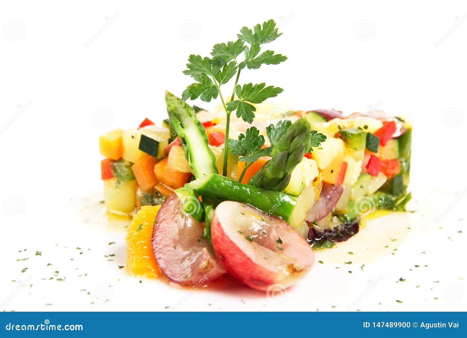 Vegetable Tartare on a White Plate Stock Photo - Image of onion ...