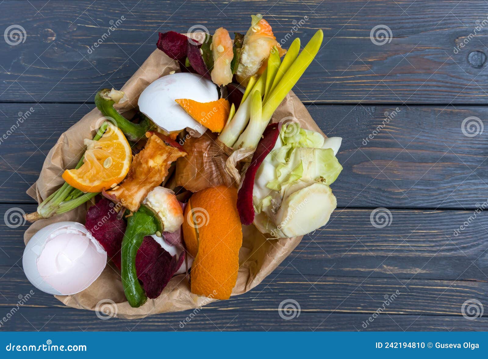 Vegetable and Fruit Waste from Cooking, Collected in a Garbage Bag for ...