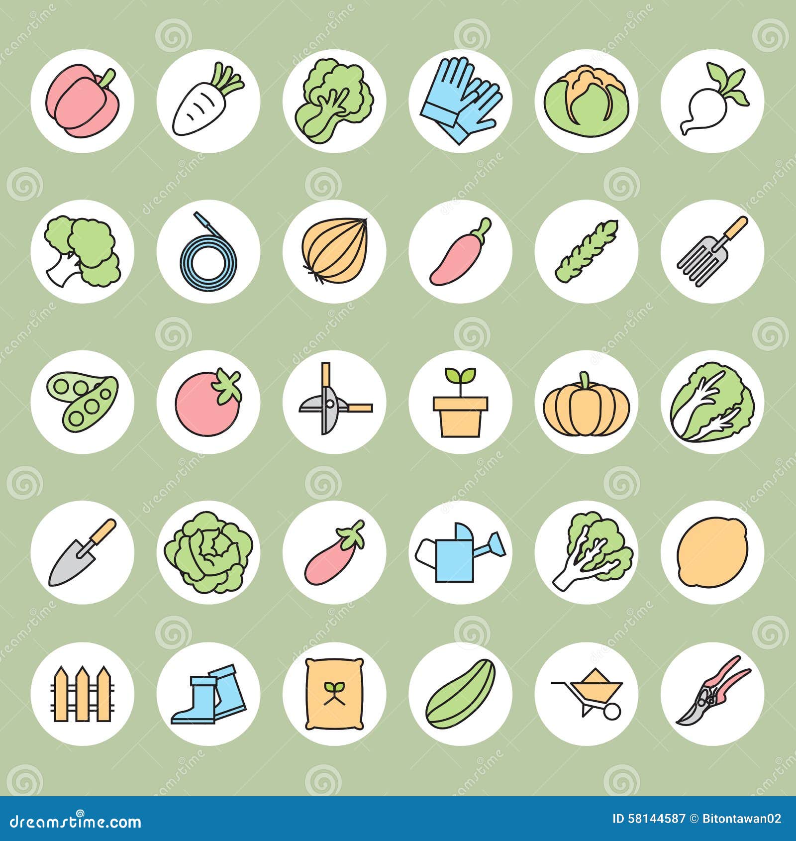 Vegetable Garden and Gardening Equipment ,vector Icon Stock Vector ...
