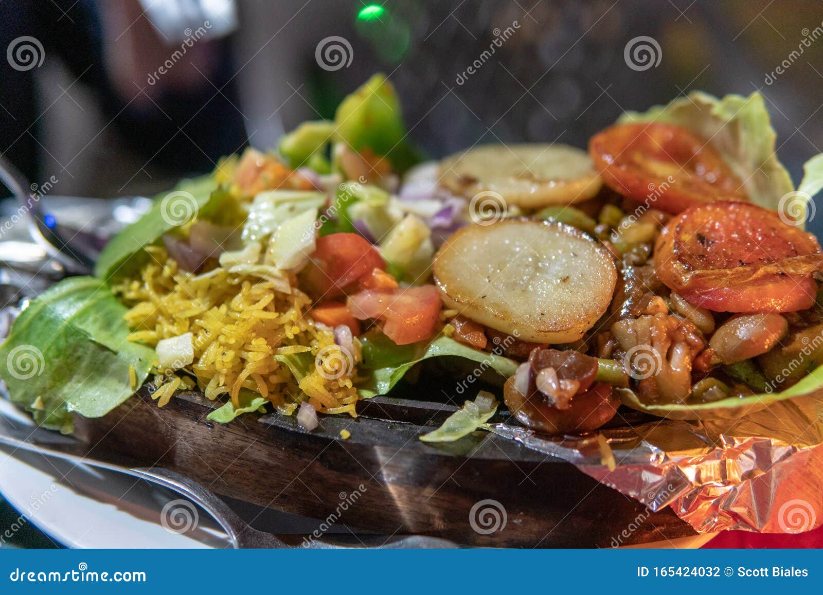 Vegetable Grilled Sizzler Dinner Platter Stock Photo - Image of close ...