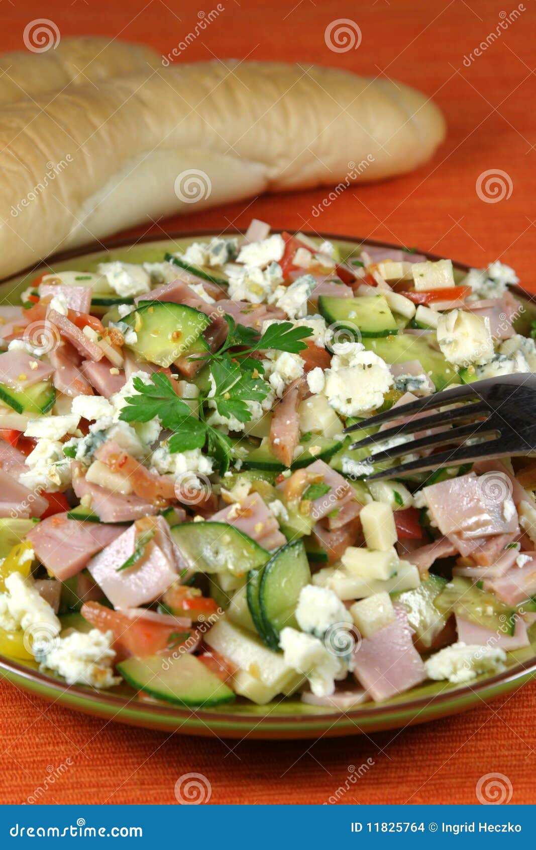 Vegetable and ham salad stock photo. Image of pastry - 11825764