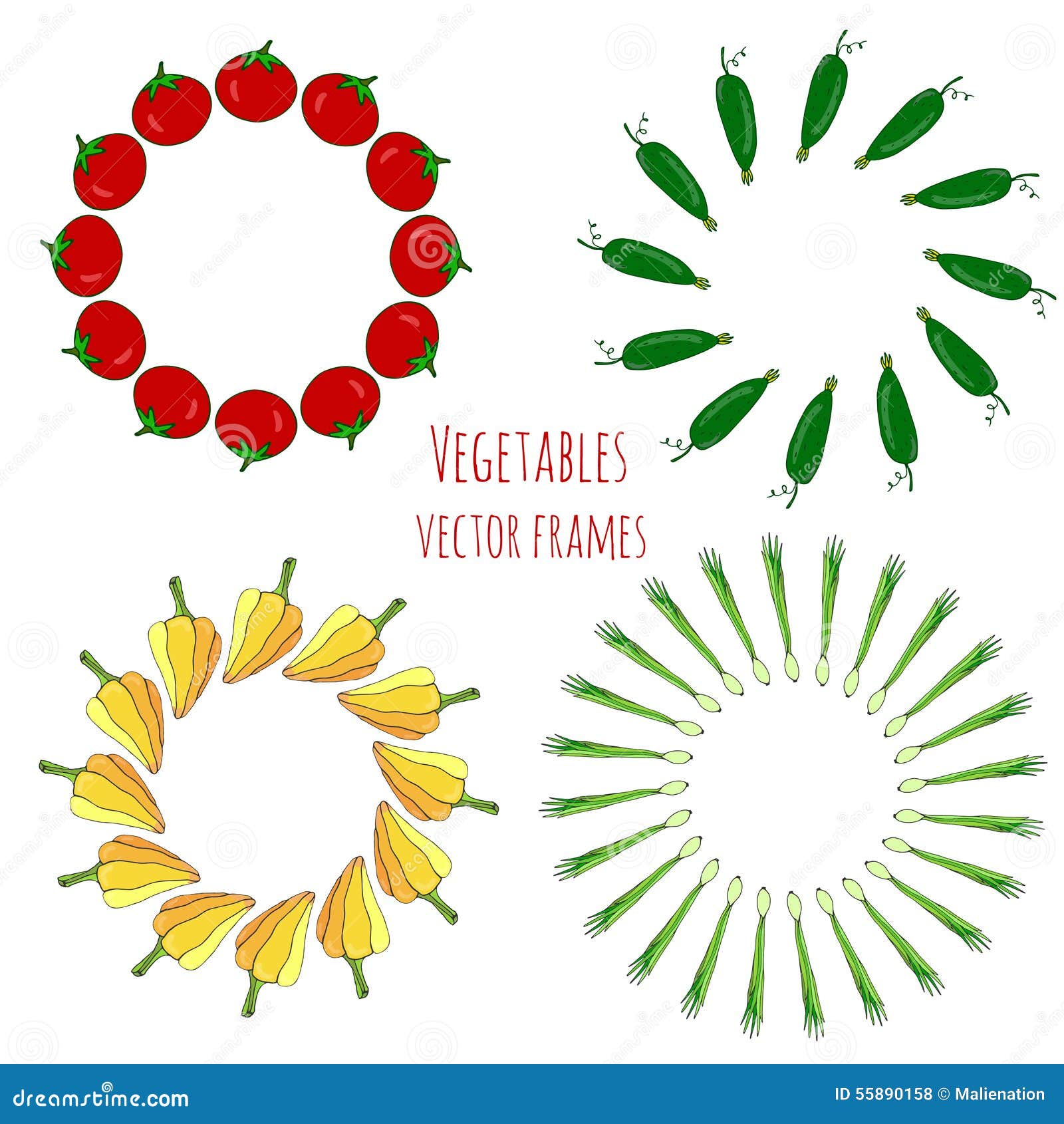 Vegetable Hand Drawn Frames Set. Vegetables Frame Decoration Vector ...