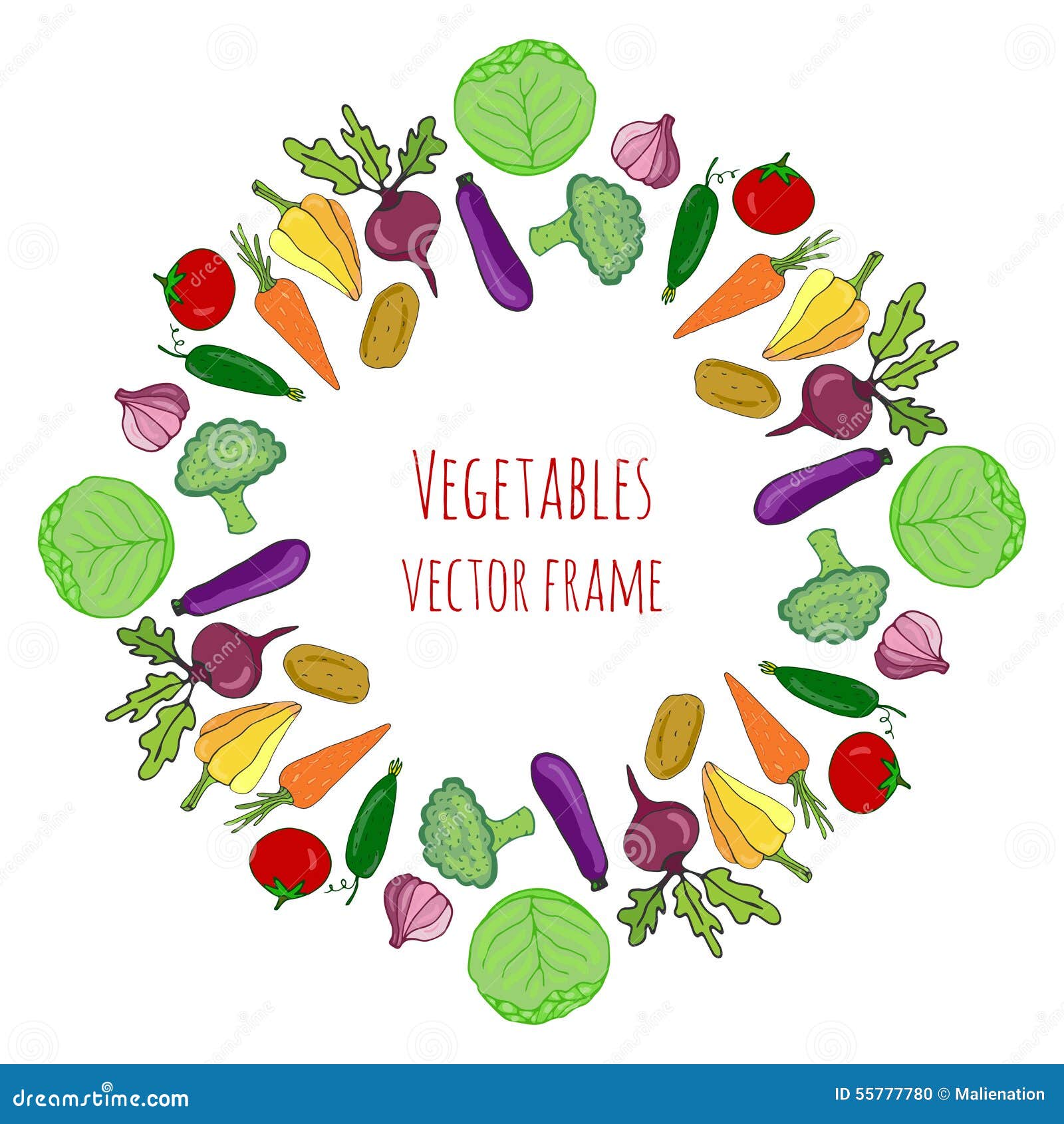 Vegetable Hand Drawn Set. Vegetables Frame Decoration Vector ...