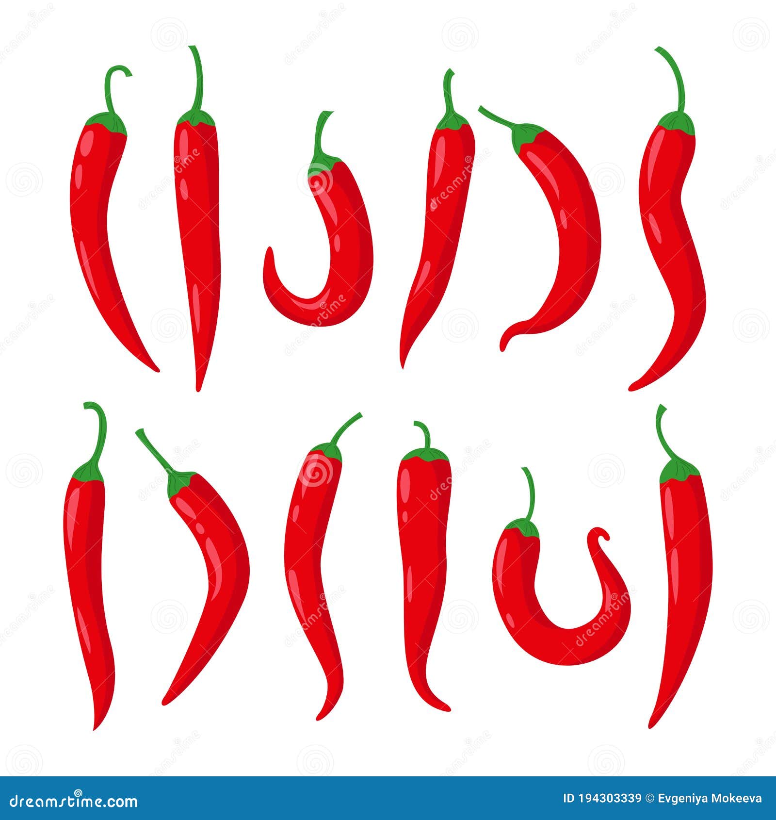 Vegetable Icon Set of Chili Pepper Stock Vector - Illustration of ...