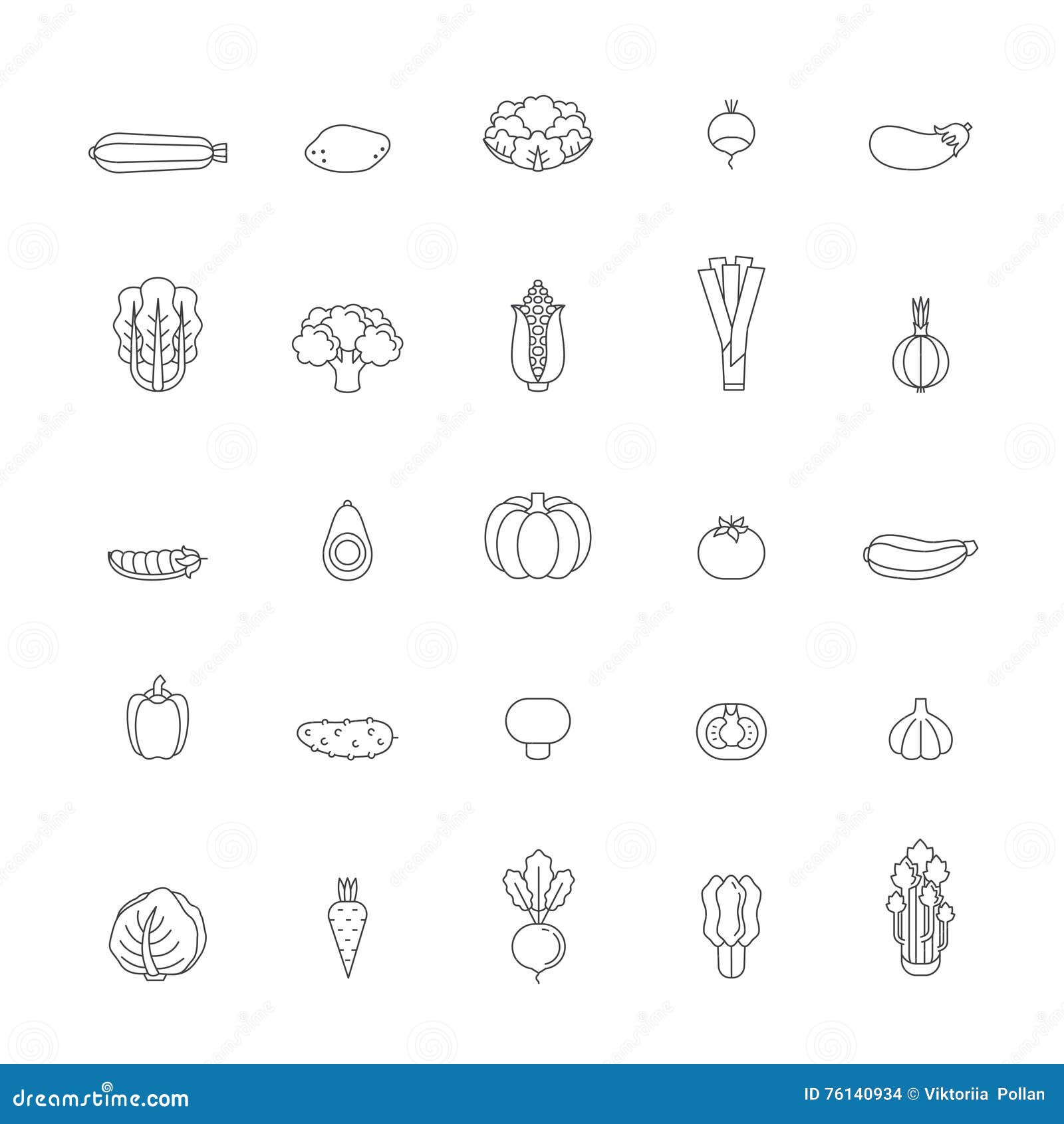 Vegetable Icon Set. Clean and Simple Outline Design Stock Vector ...