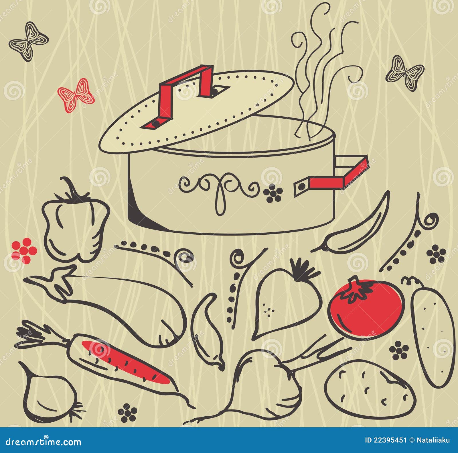 Vegetable Ingredients and Soup Pot in Vector Stock Vector ...