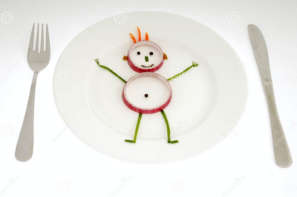 Vegetable man on dish stock image. Image of food, detail - 2258439