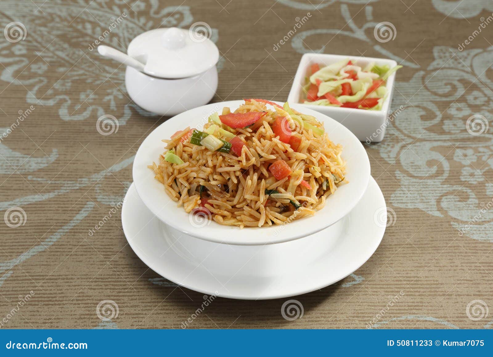 Vegetable Manchurian with Fried Rice Stock Image - Image of curry, bowl ...