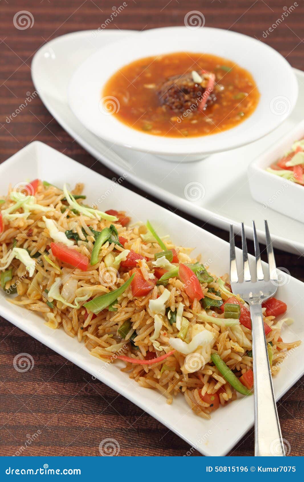 Vegetable Manchurian Fried Rice Stock Photo - Image of plate, bowl ...