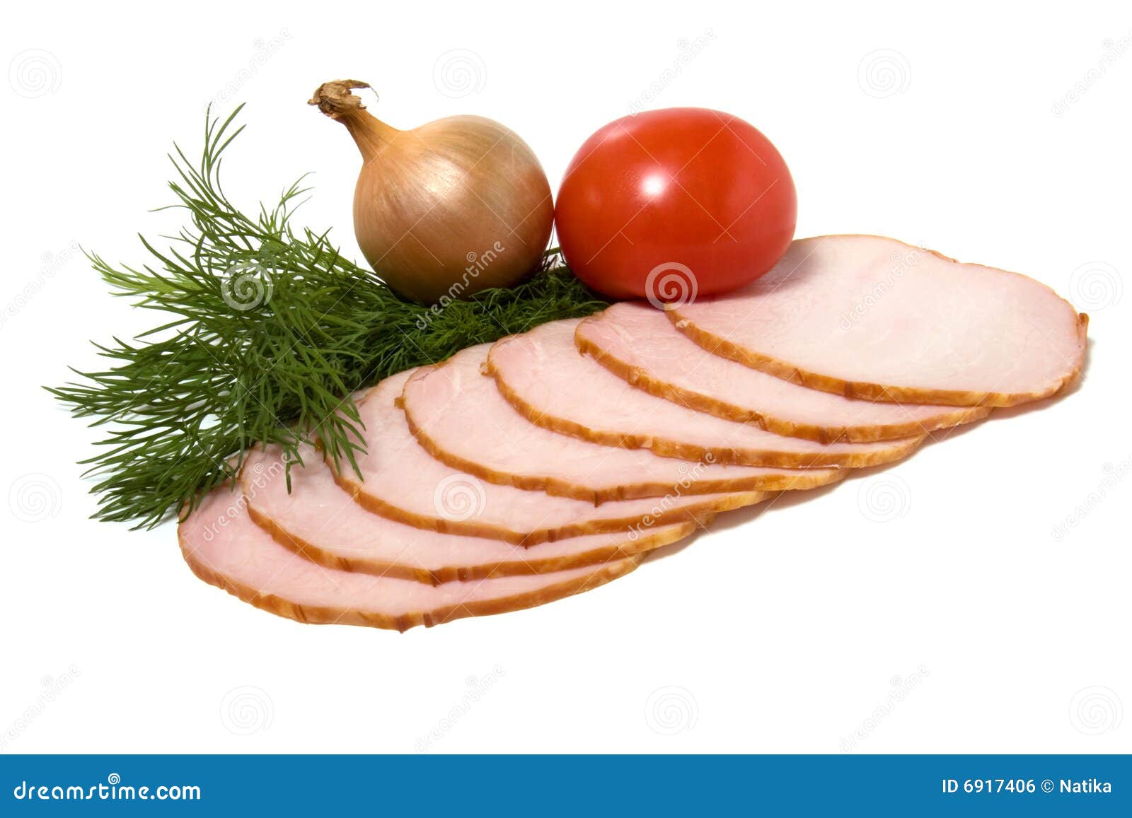 Vegetable and Meat Slices Isolated on White Stock Photo - Image of dill ...