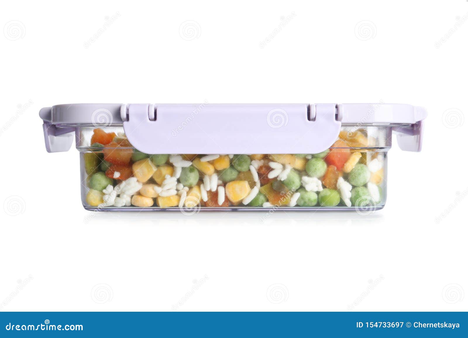 Vegetable Mix with Rice in Box on White Stock Image - Image of glass ...