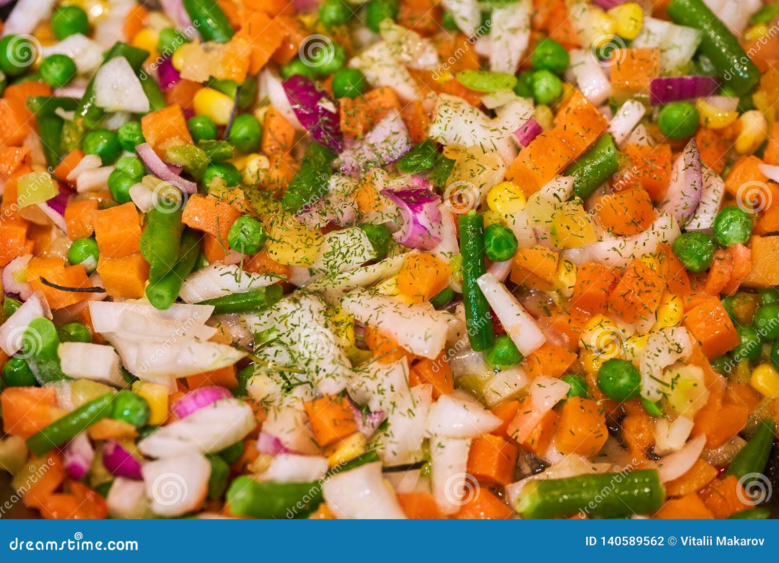 The Vegetable Mixture is Fried in a Pan. Close-up Shooting Stock Photo ...