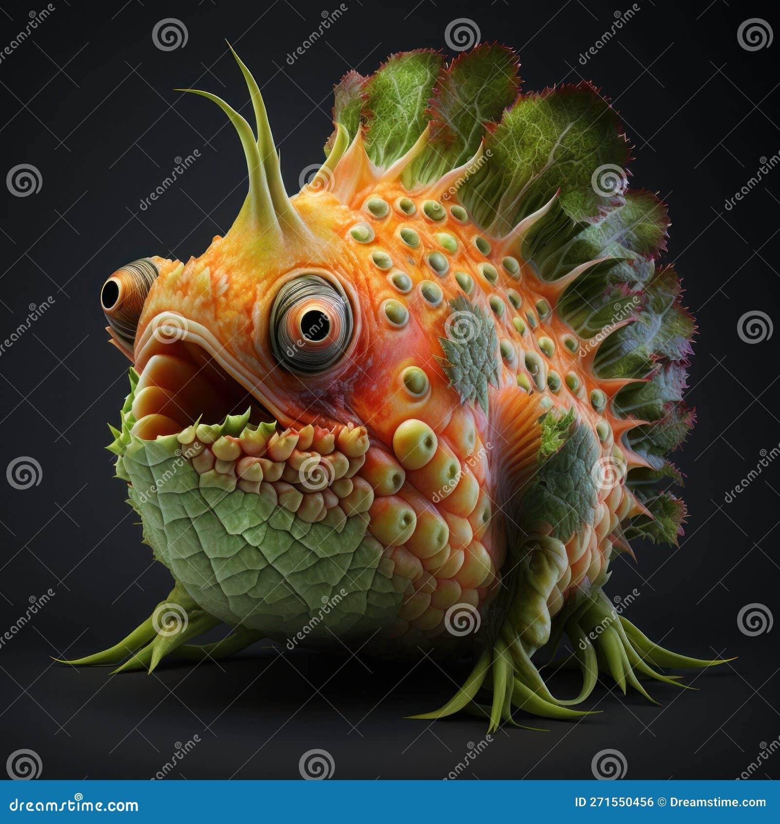 Vegetable Monsters Hyper Realistic Photo on Black Background Generative ...