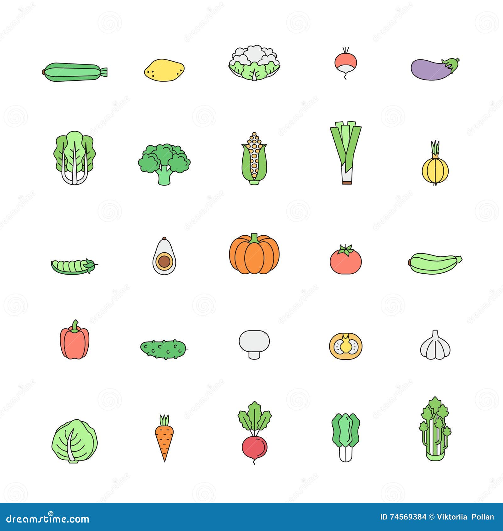 Vegetable Multicolored Icon Set. Clean and Simple Outline Design Stock ... Vegetable Multicolored Icon Set. Clean and Simple Outline Design Stock ...