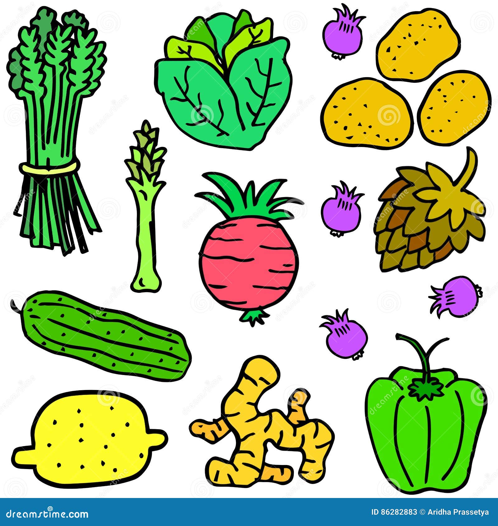 Vegetable Object Set of Doodles Stock Vector - Illustration of food ...