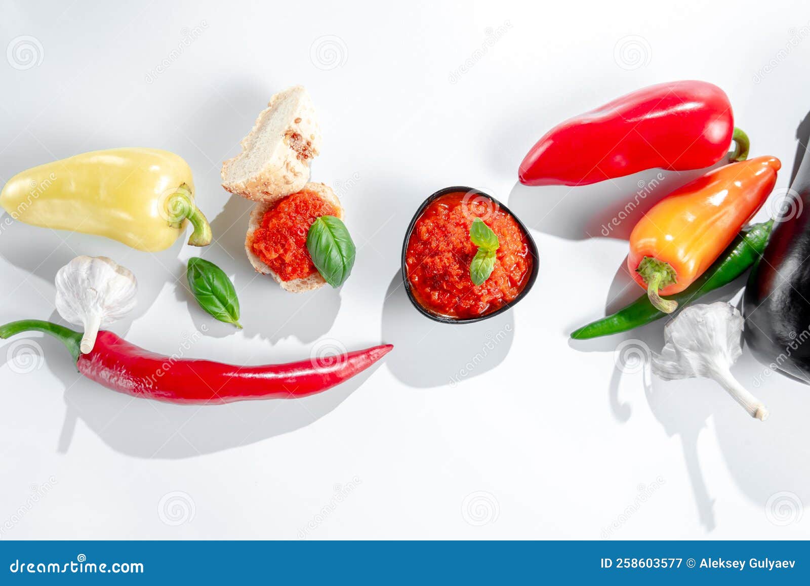 Vegetable Paste, Chopped Vegetable Caviar on a White Background. Ajika ...