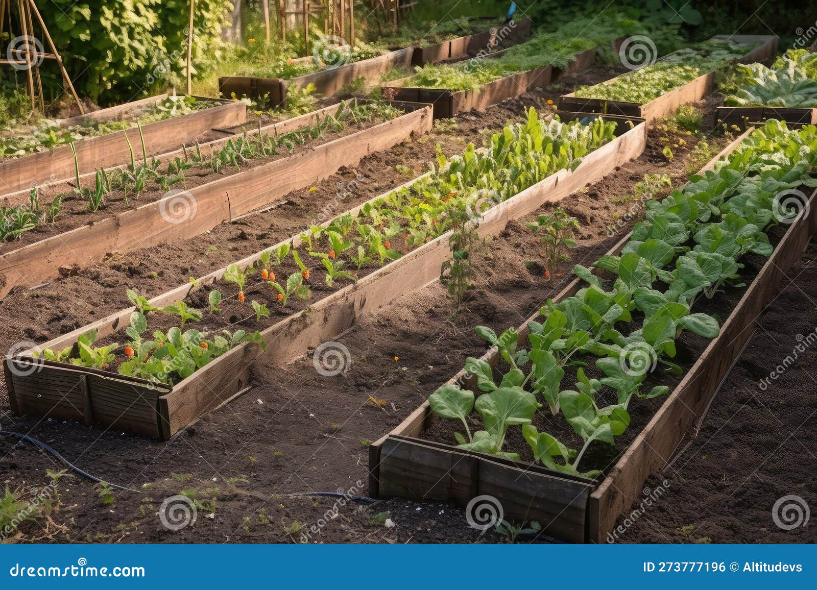 Vegetable Patch with Rows of Freshly Planted Seeds Stock Illustration ...